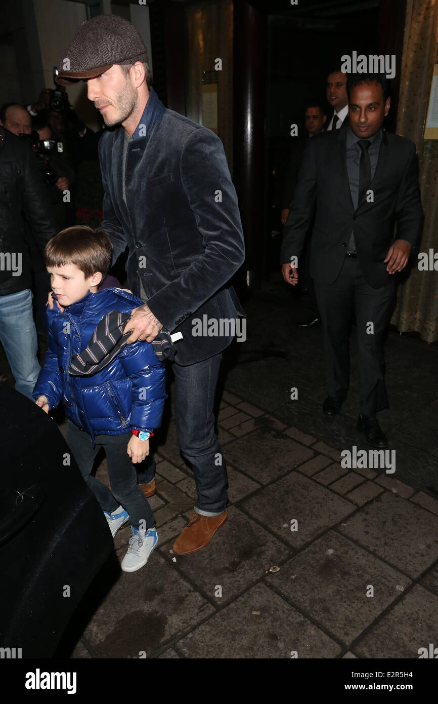The Beckham family and Ramsay family depart Tamarind Restaurant ...