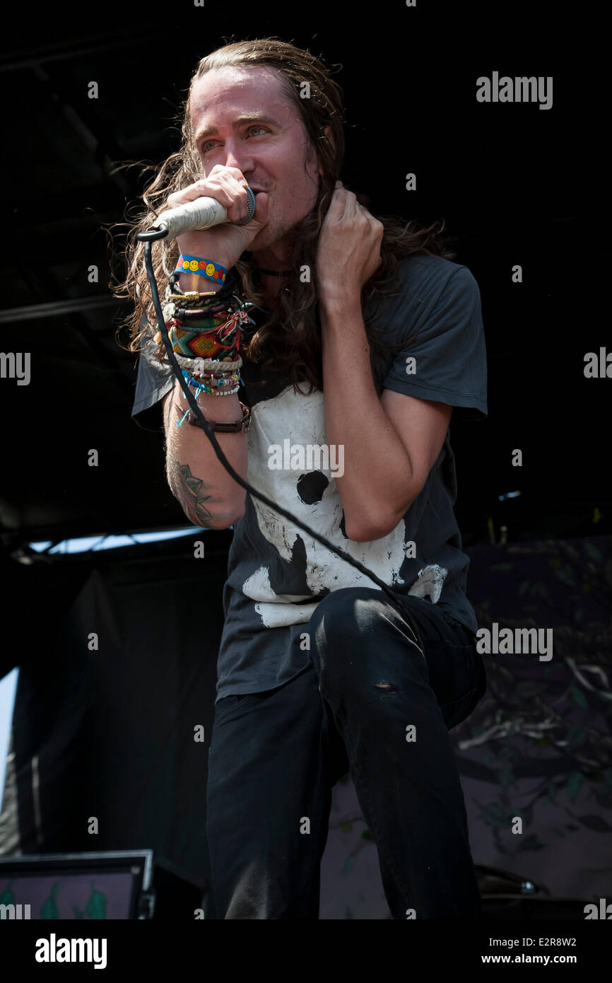 Pomona, CA, USA. 20th June, 2014. Derek Sanders of Mayday Parade ...