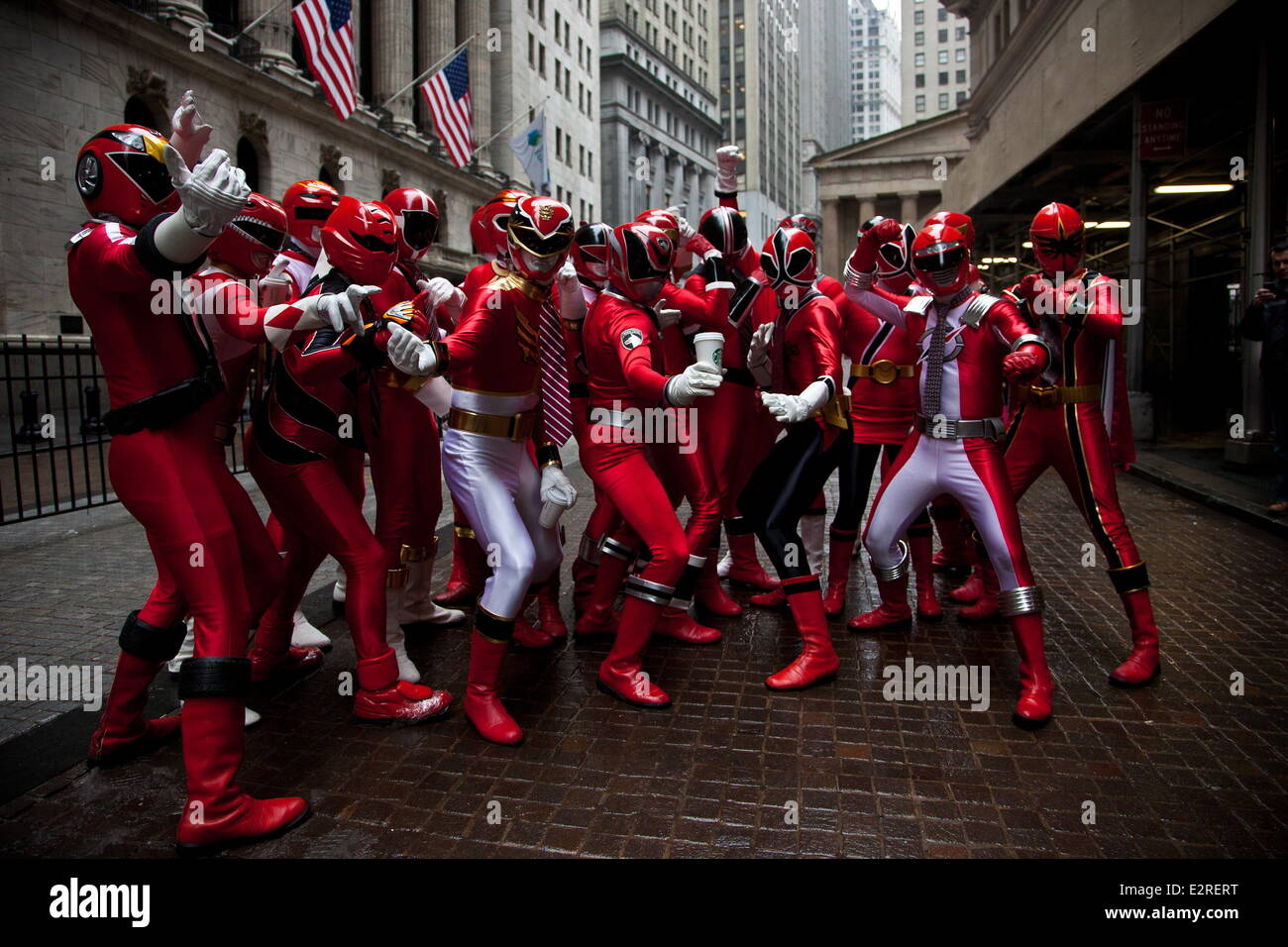 A group of red Power Rangers were spotted drinking Starbucks while ...