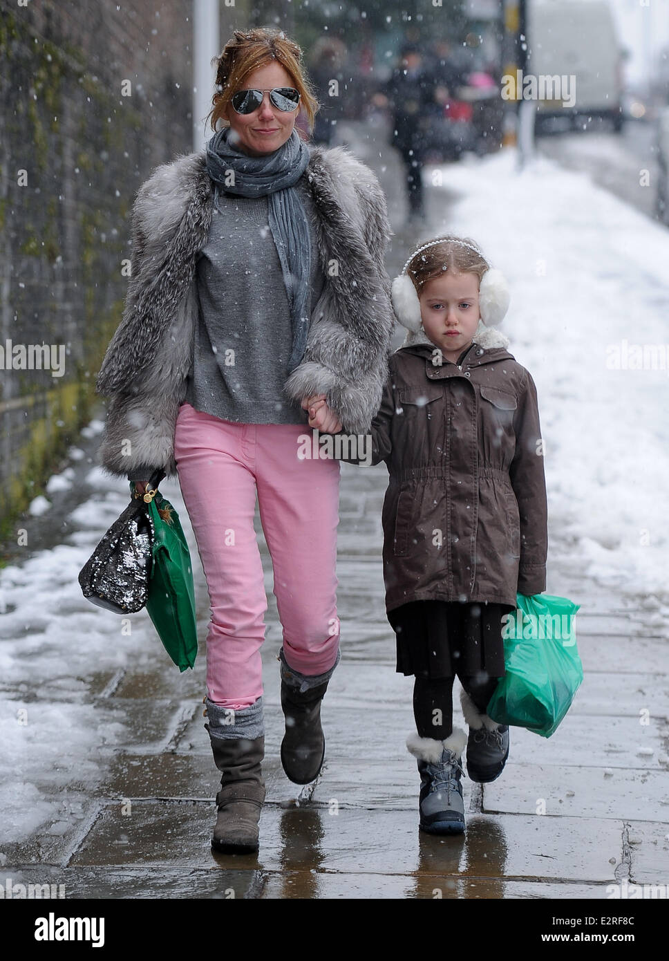 Geri Halliwell out and about with daughter Bluebell on a snowy day in ...