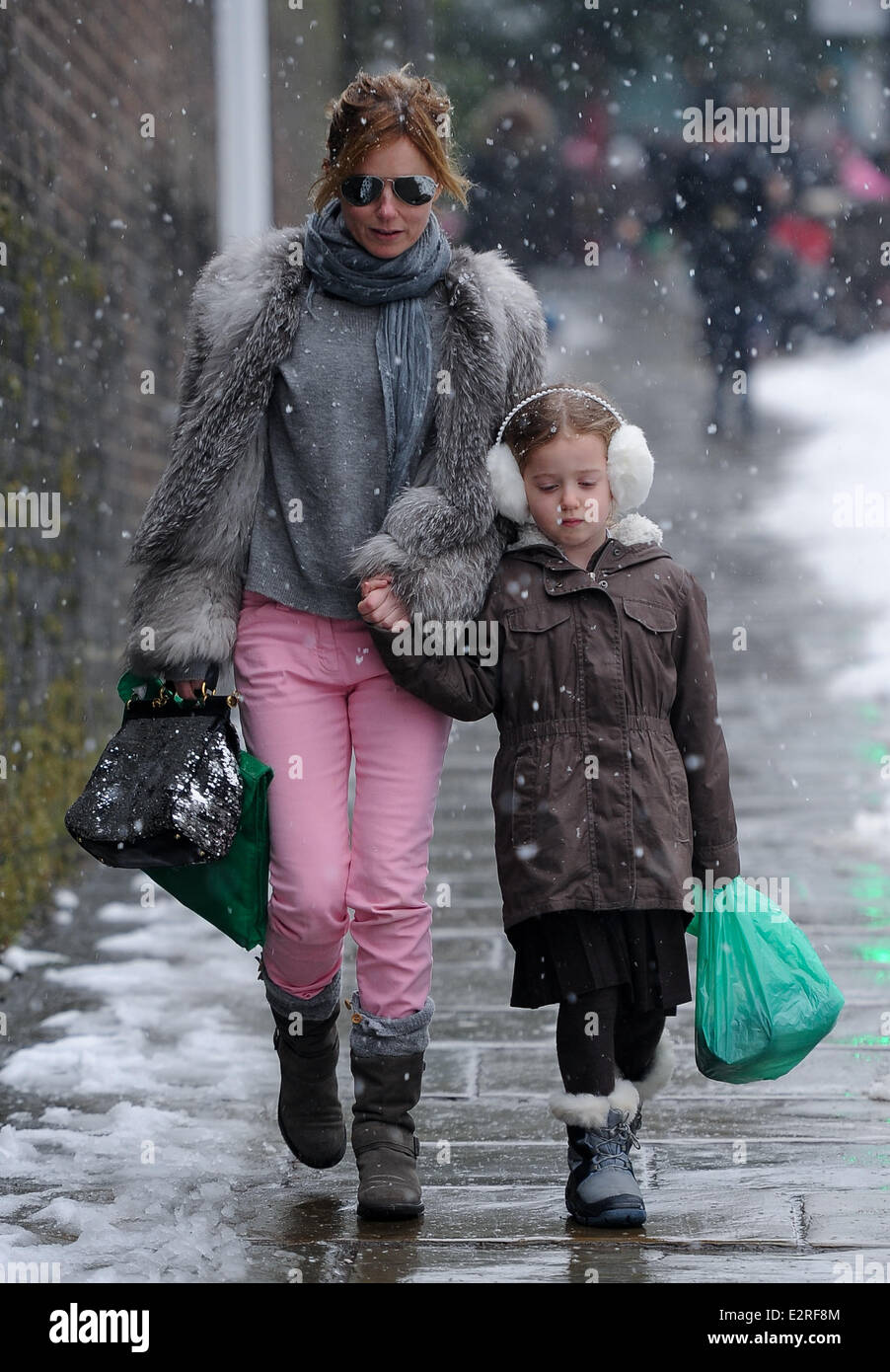 Geri Halliwell out and about with daughter Bluebell on a snowy day in ...