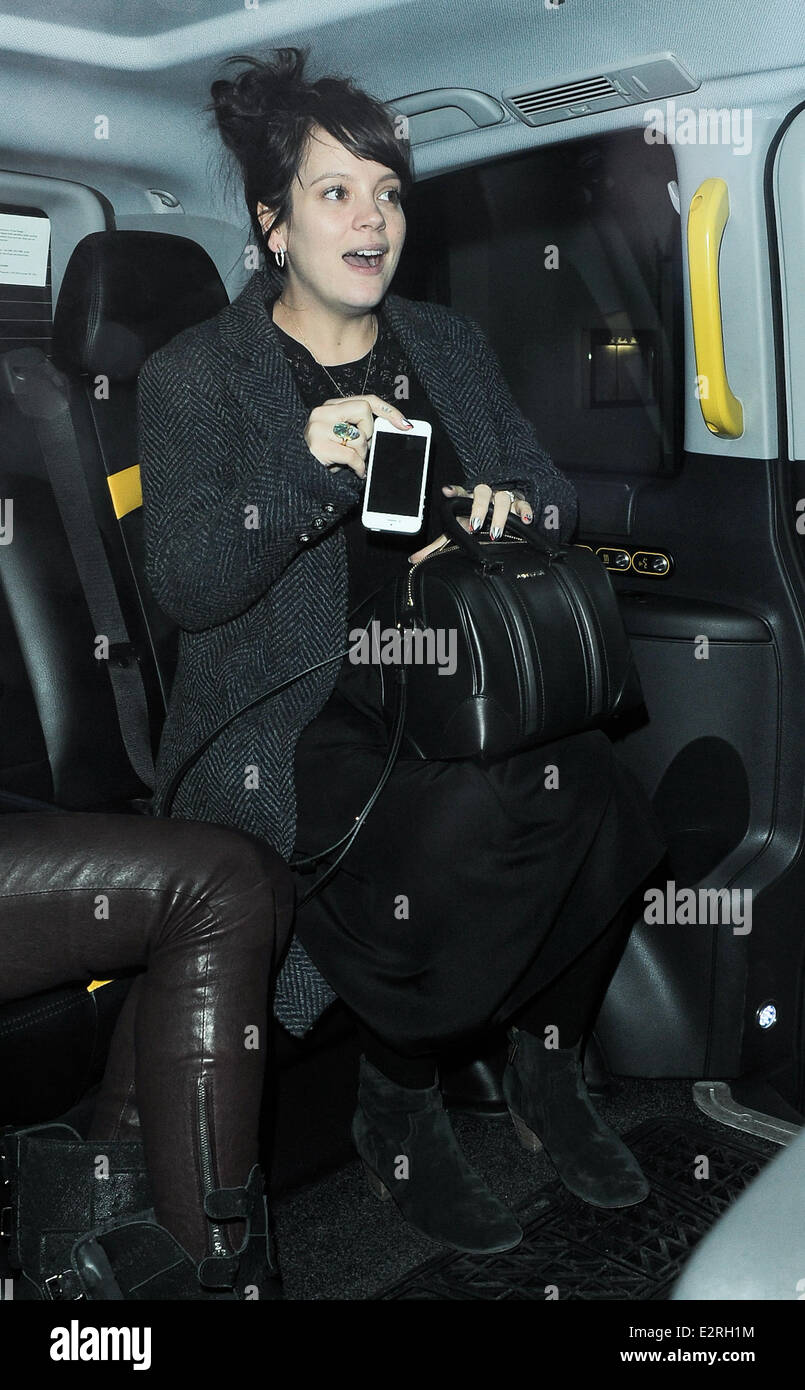 Lily Allen leaving Lou Lou's in Mayfair after a night out. Lily gave ...