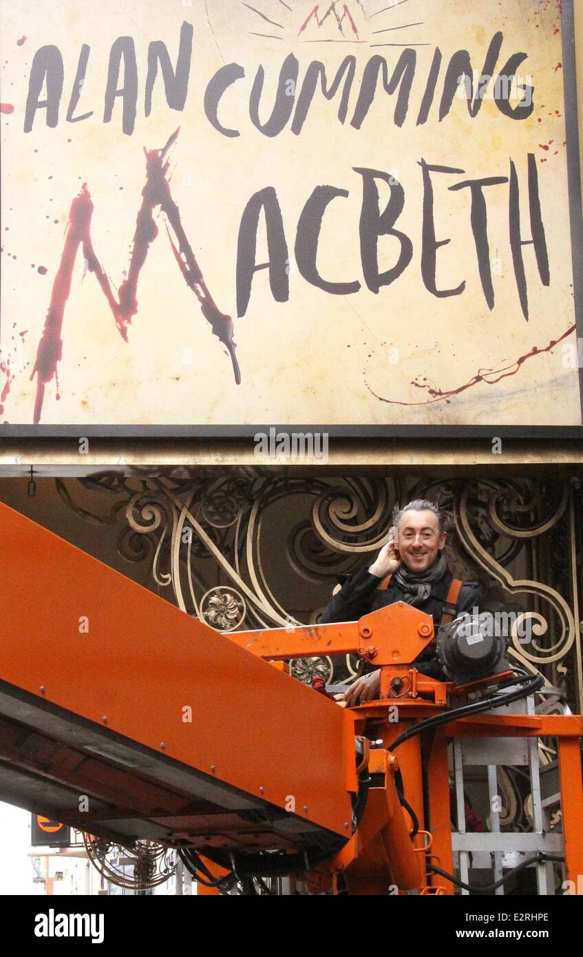 Alan Cumming at the Broadway marquee installation for his upcoming one-man interpretation of ...