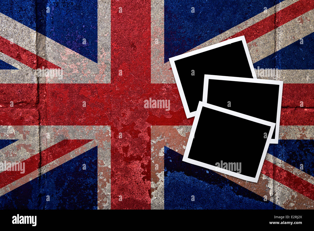 grunge flagged UK background with Blank space on Instant frame Stock ...