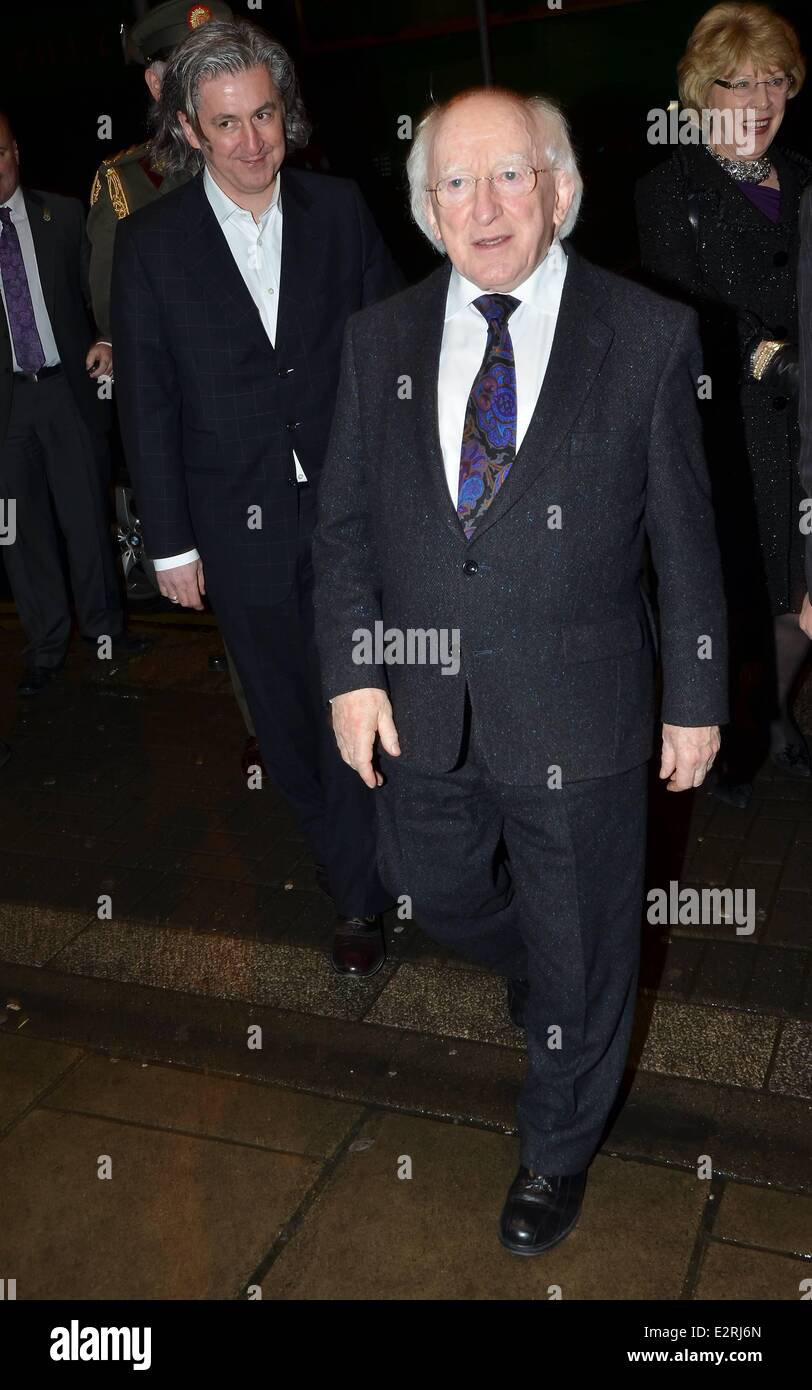 President Michael D Higgins and guests attend the opening of King Lear ...