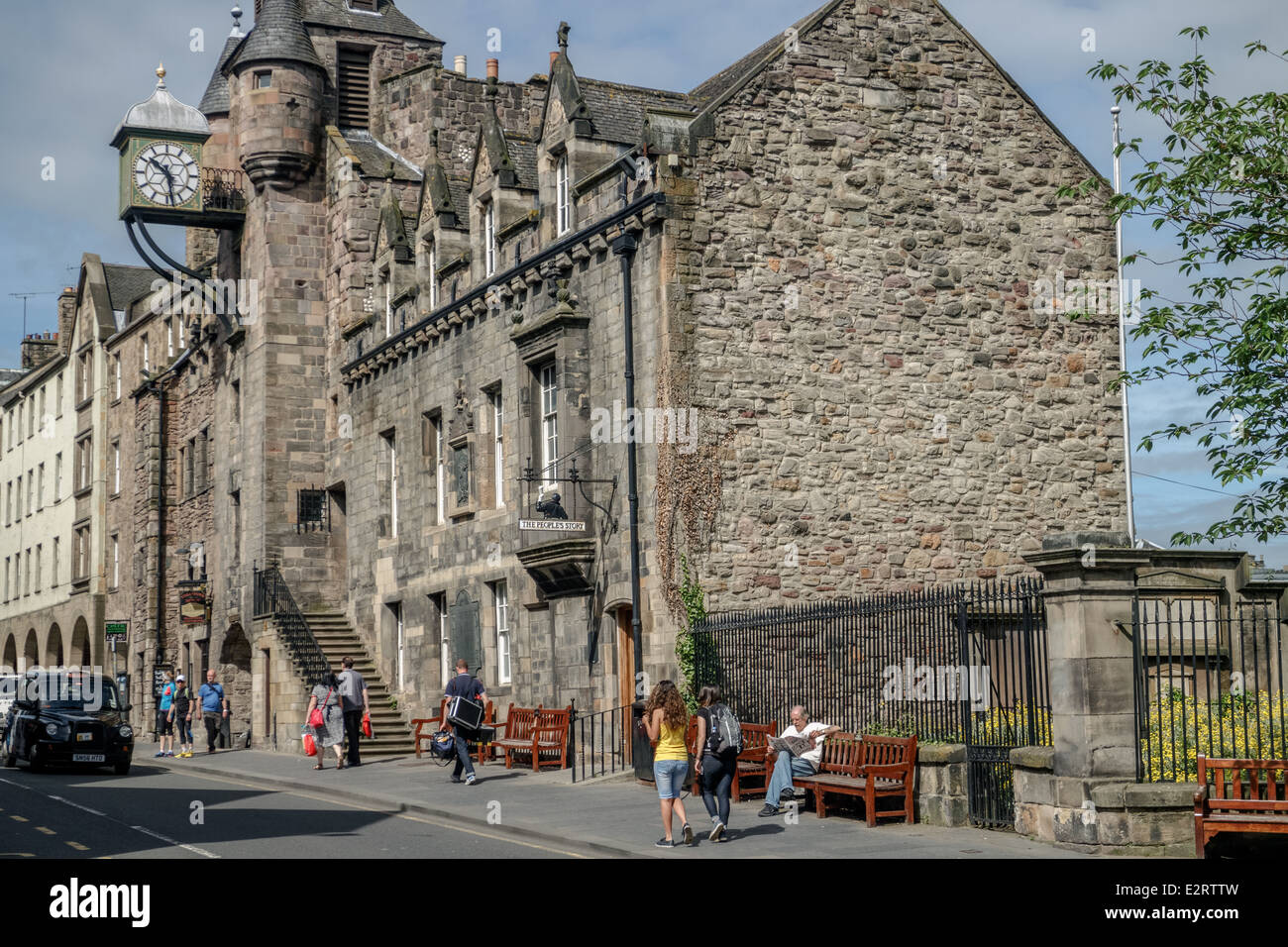 Street view of the exterior of Canongate Tolbooth on the Royal Mile ...