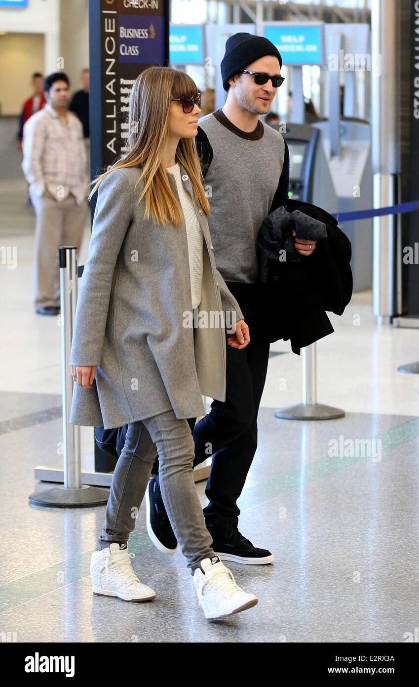Justin Timberlake and wife Jessica Biel arrive at LAX airport together ...