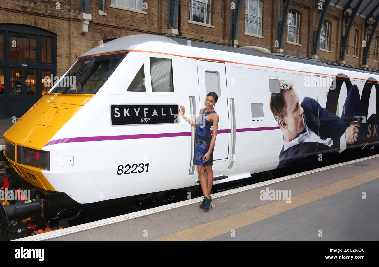 Naomie Harris unveils the Skyfall train at Kings Cross station which ...