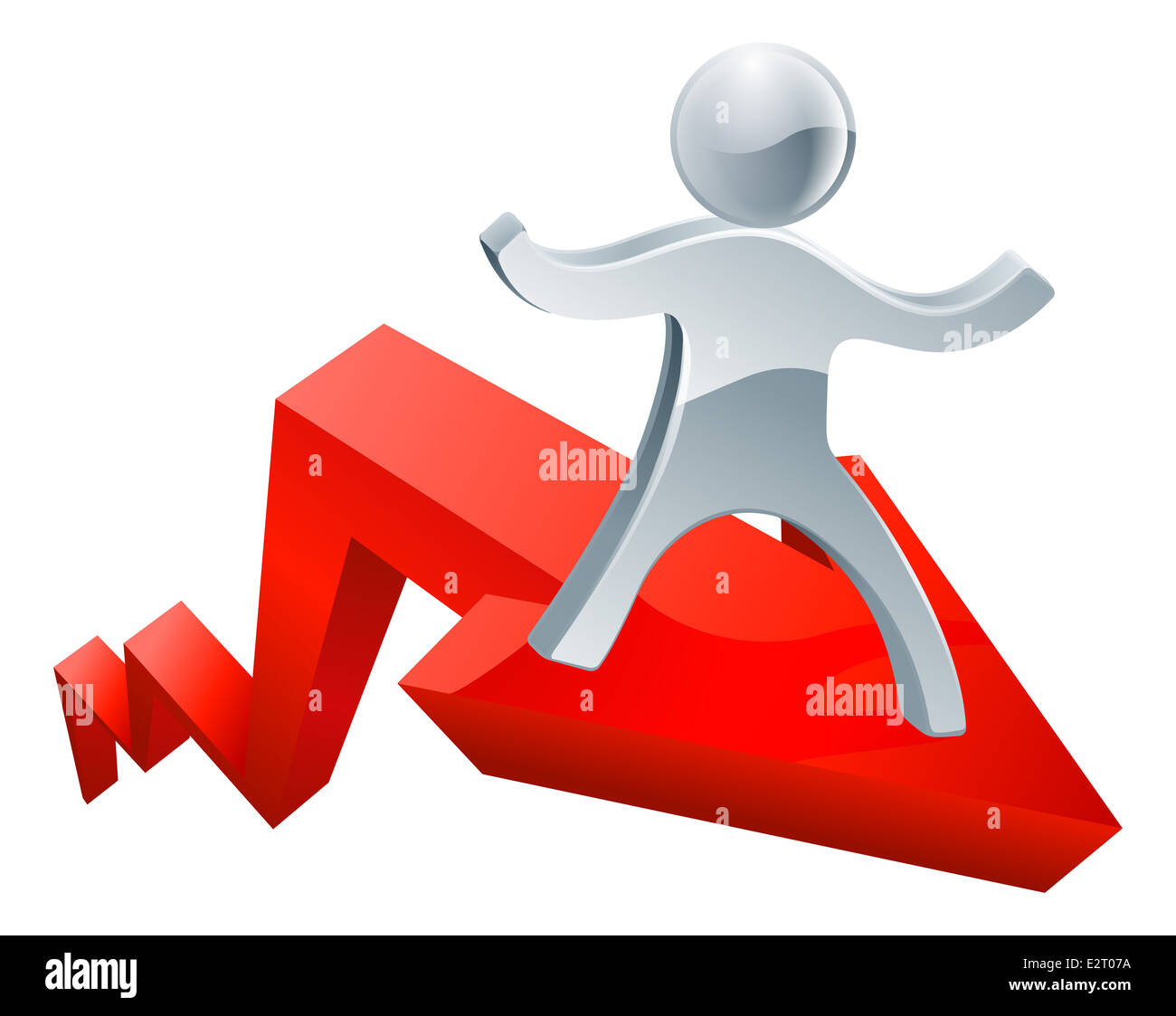 Leadership concept of a person riding on a big red arrow Stock Photo ...
