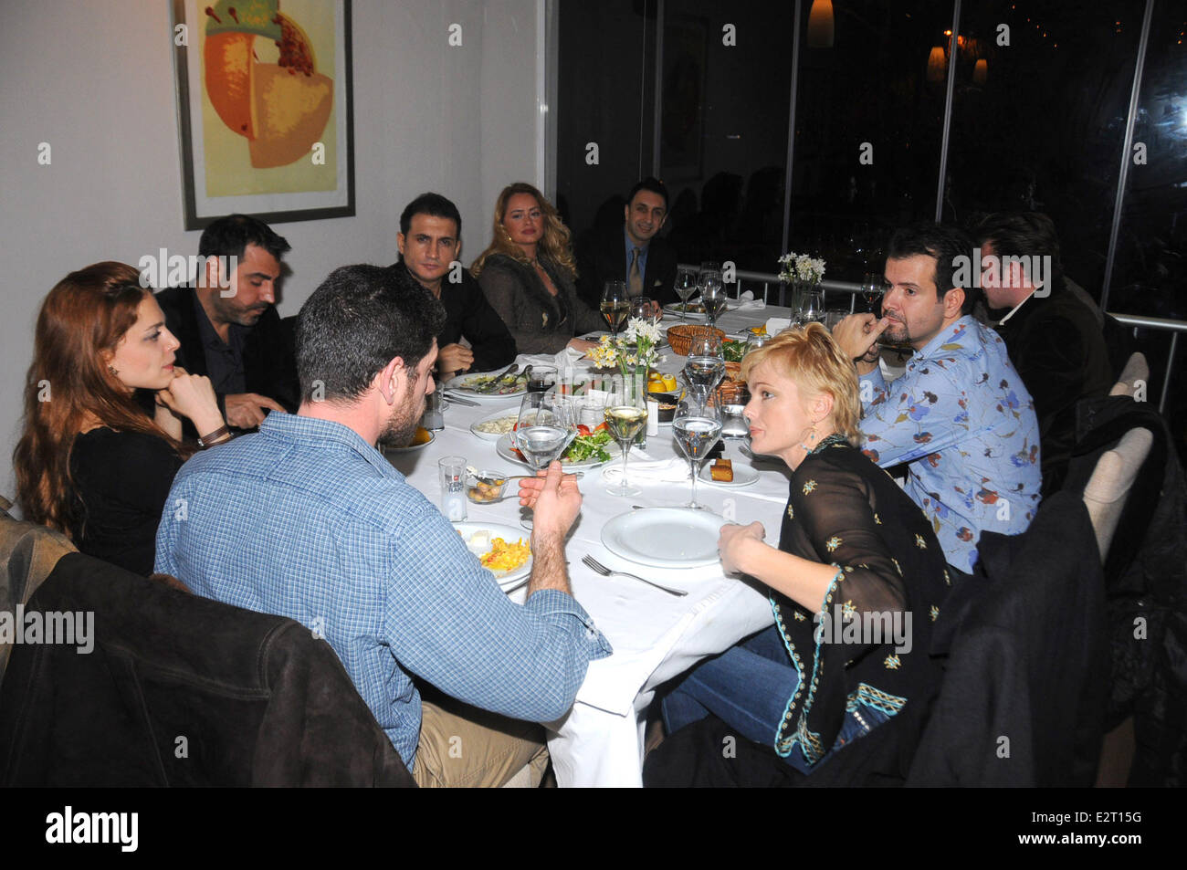 Actress Erika Eleniak dines with friends at a fish restaurant in ...