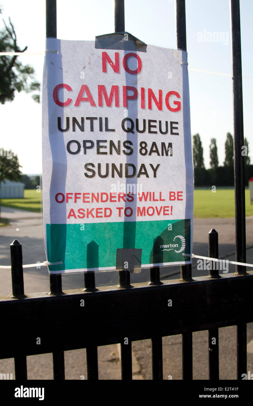 Wimbledon London,UK. 21st June 2014. A sign is placed outside a park ...
