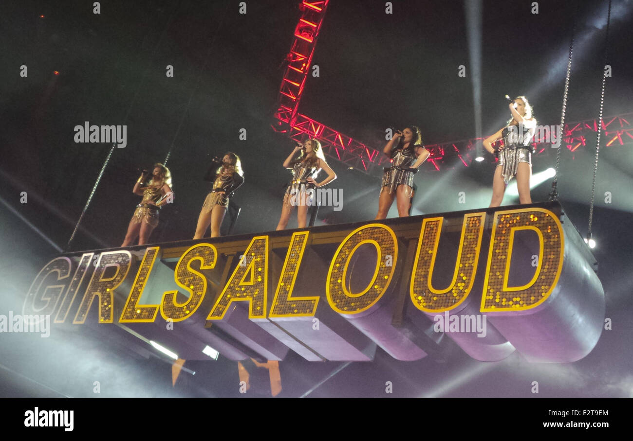 Girls Aloud performing live in concert on the opening night of their ...