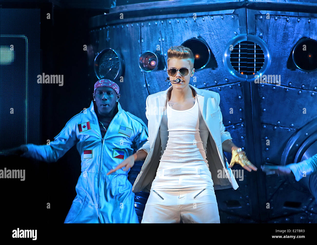 Justin Bieber performing during his 'Believe Tour' at the Manchester ...