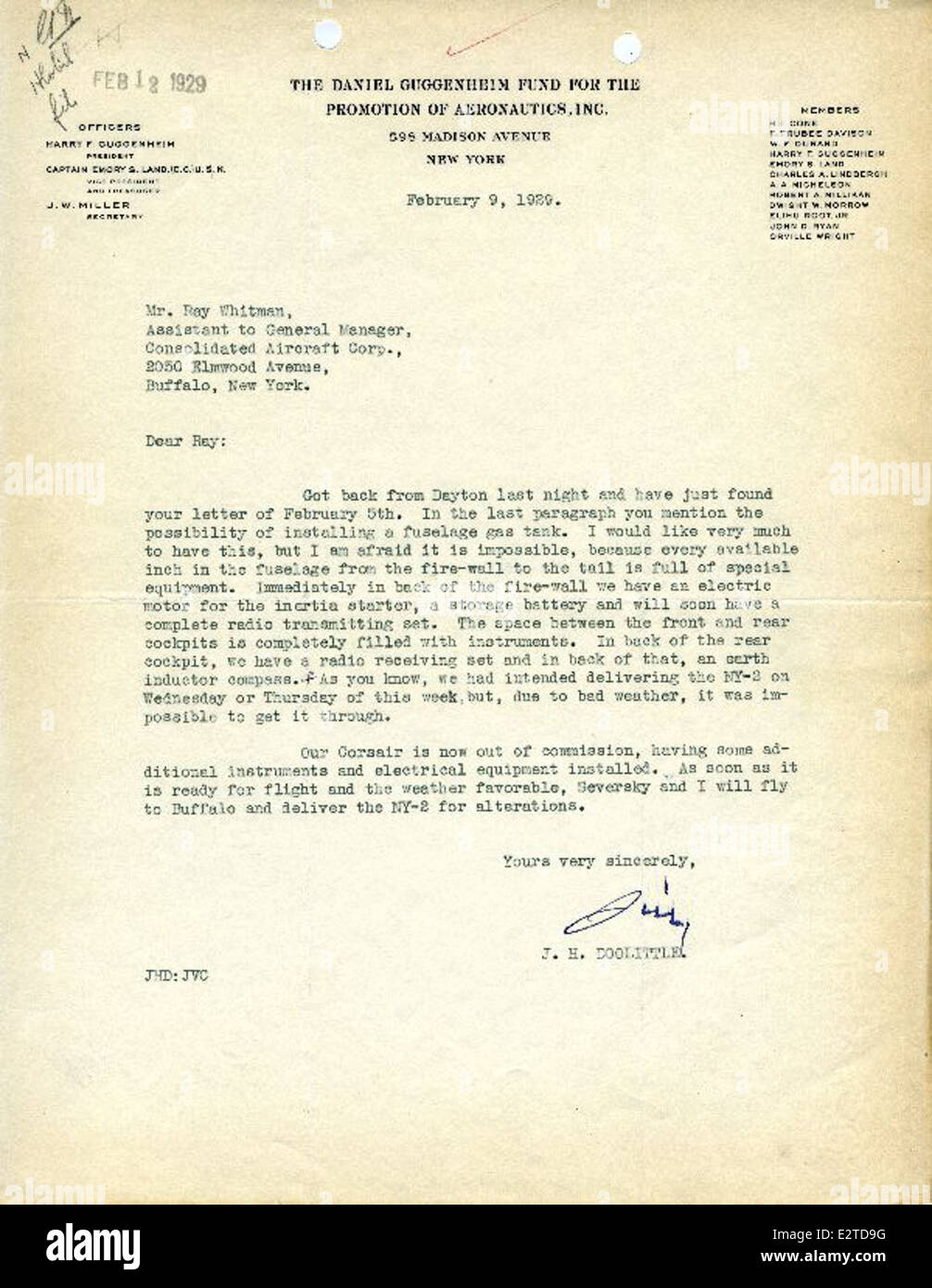 This item features an autograph from Jimmy Doolittle, renowned for his ...