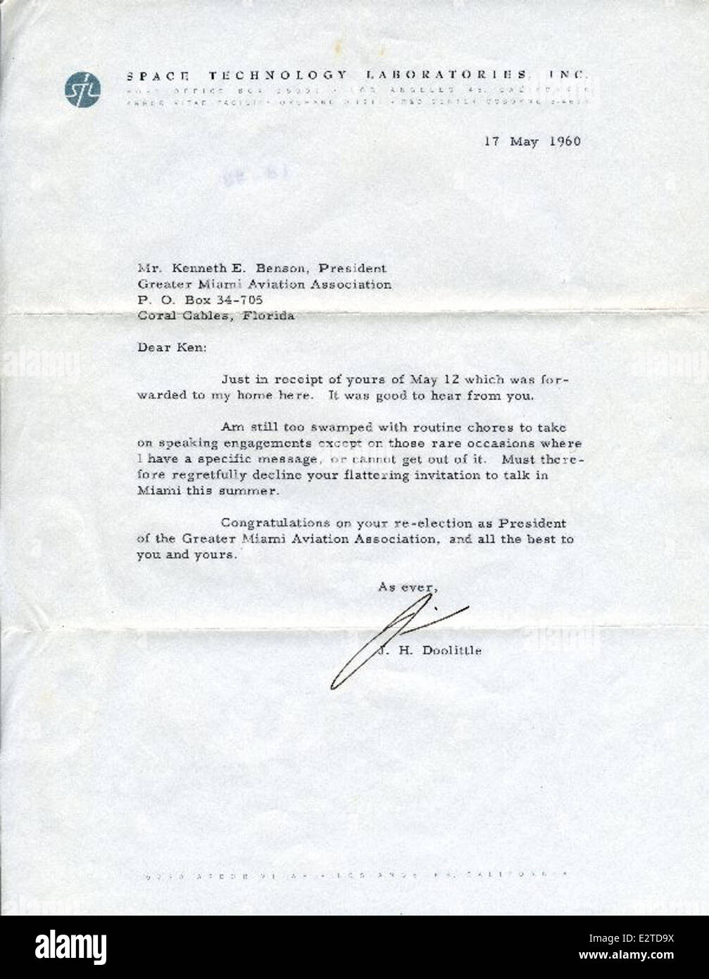 This image features an autograph from General Jimmy Doolittle, a ...