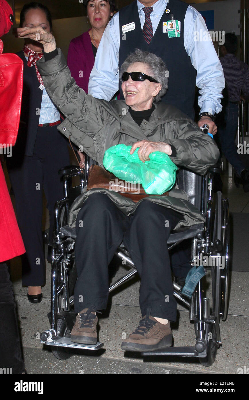 The oldest Oscar nominee Emmanuelle Riva arrives at LAX airport in a ...