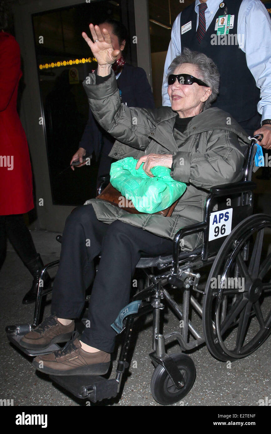 The oldest Oscar nominee Emmanuelle Riva arrives at LAX airport in a ...