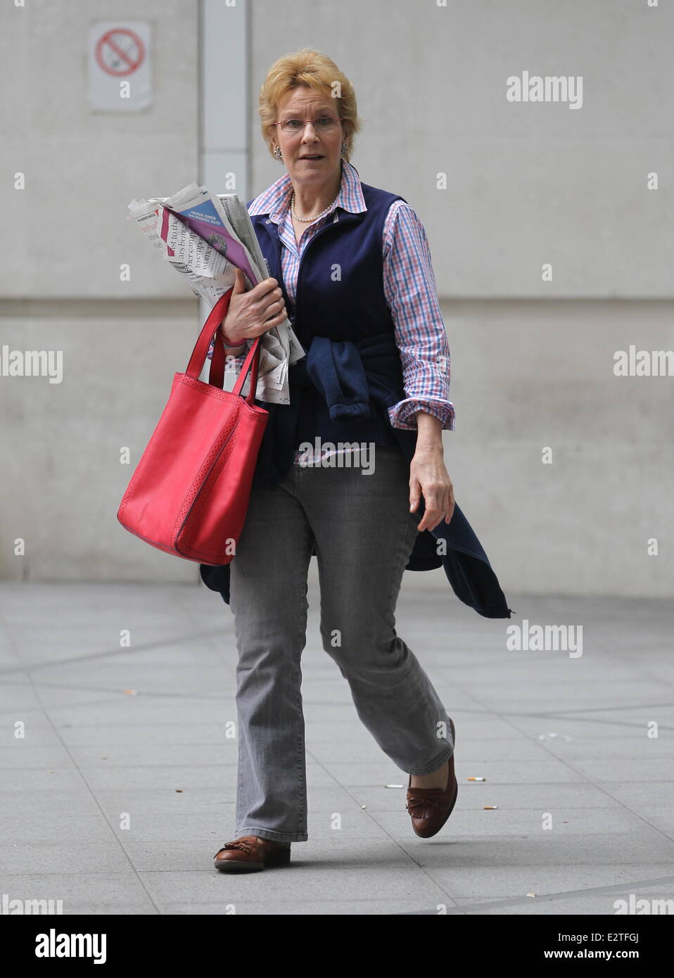 Christine Hamilton leaving the BBC Broadcasting House with a red ...