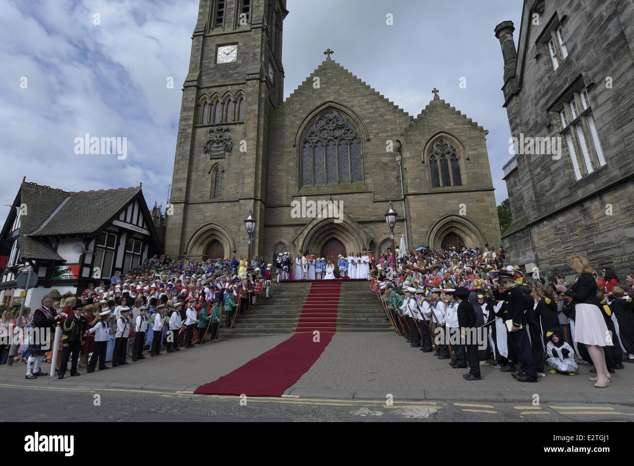 Peebles, UK. 21 June 2014 Peebles Beltane "Red Letter Day" Crowning of ...