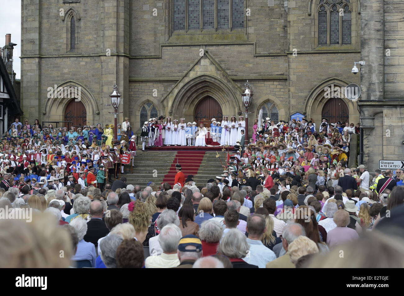 Peebles, UK. 21 June 2014 Peebles Beltane "Red Letter Day" "God Save ...