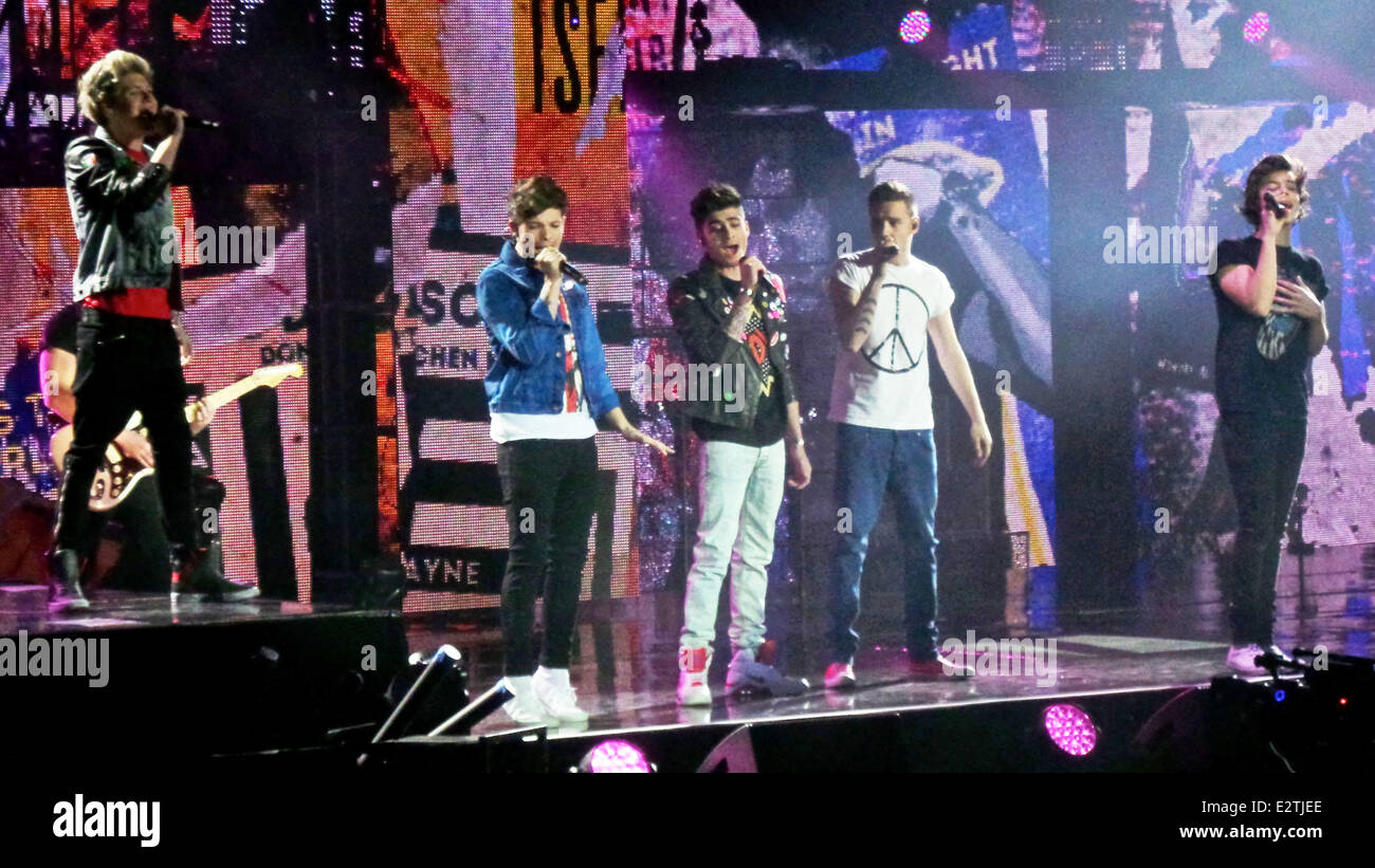 One Direction performing during the second night of their Take Me Home ...