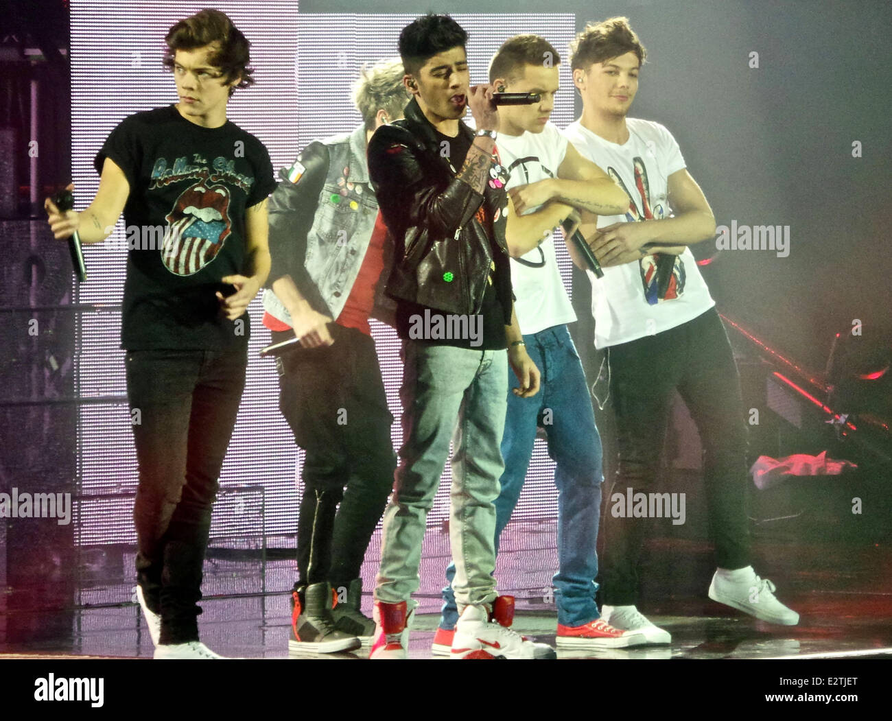 One Direction performing during the second night of their Take Me Home ...