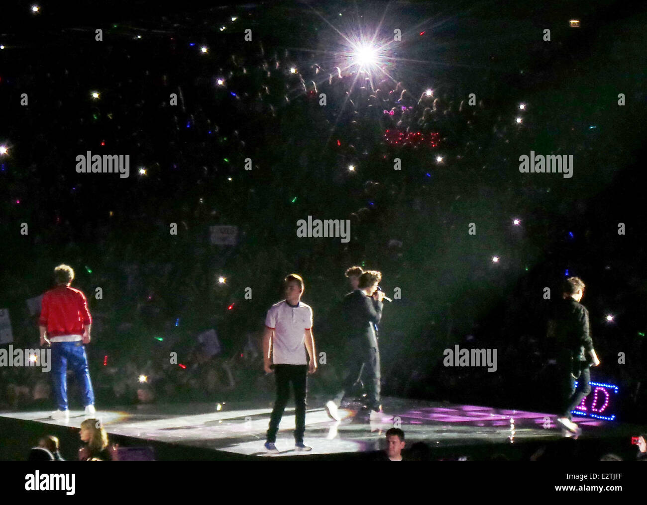 One Direction performing during the second night of their Take Me Home ...