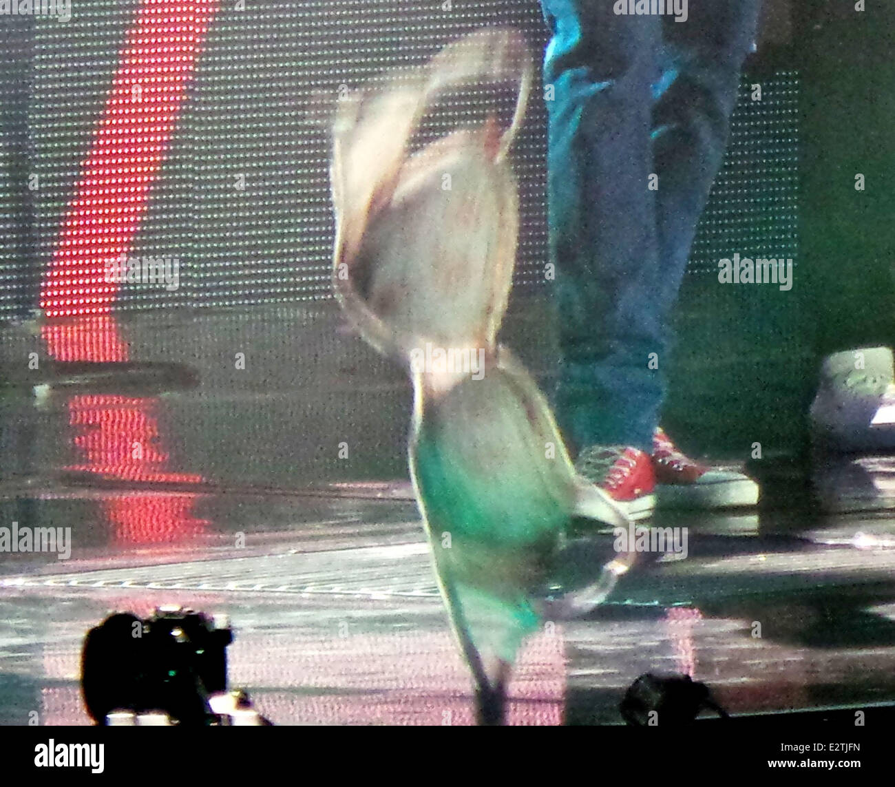 A bra is thrown towards Harry Styles of One Direction during the second ...
