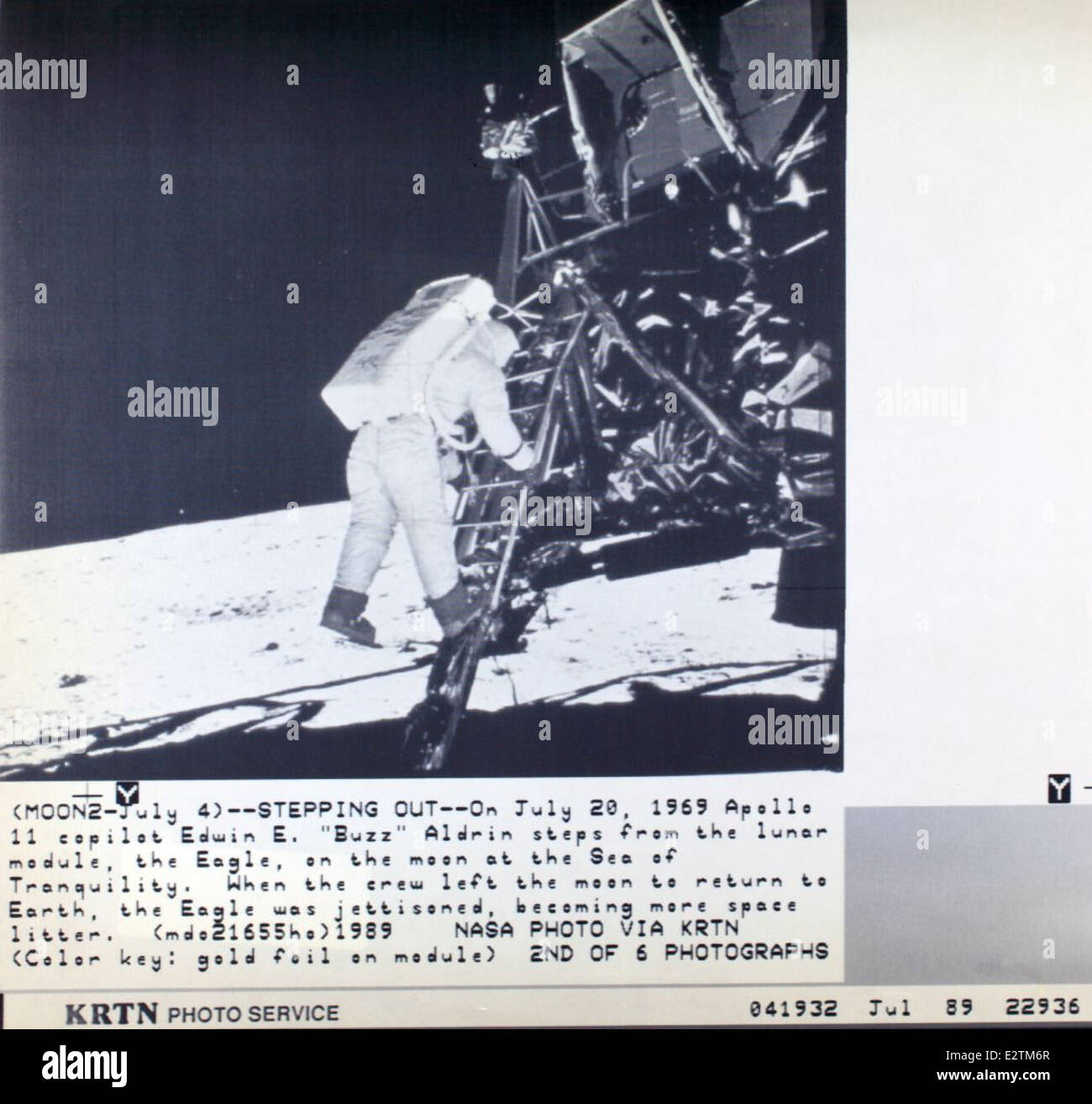 This iconic image shows astronaut Buzz Aldrin stepping out of the Lunar ...