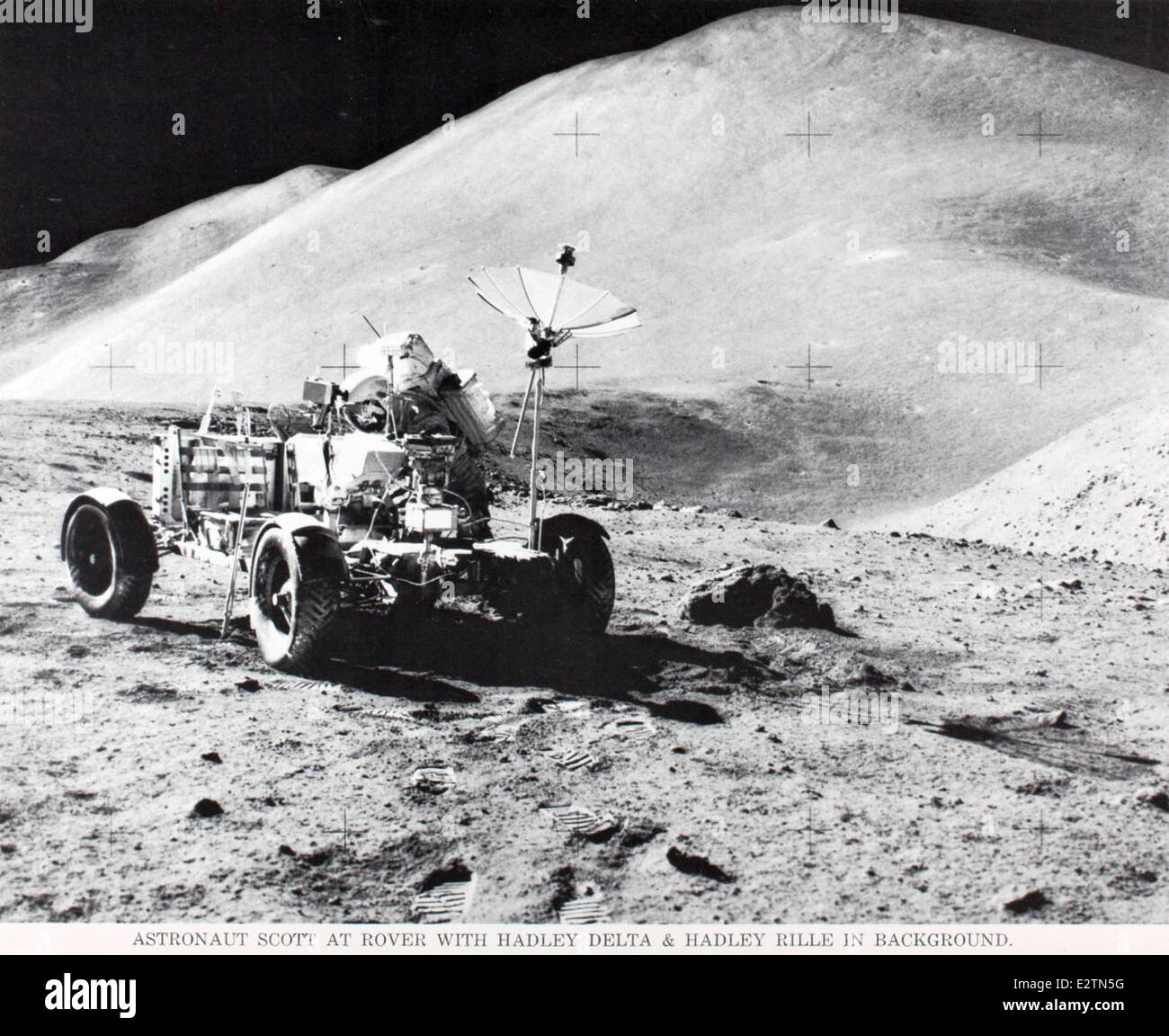Astronaut David Scott is seen operating the Lunar Roving Vehicle (Rover ...