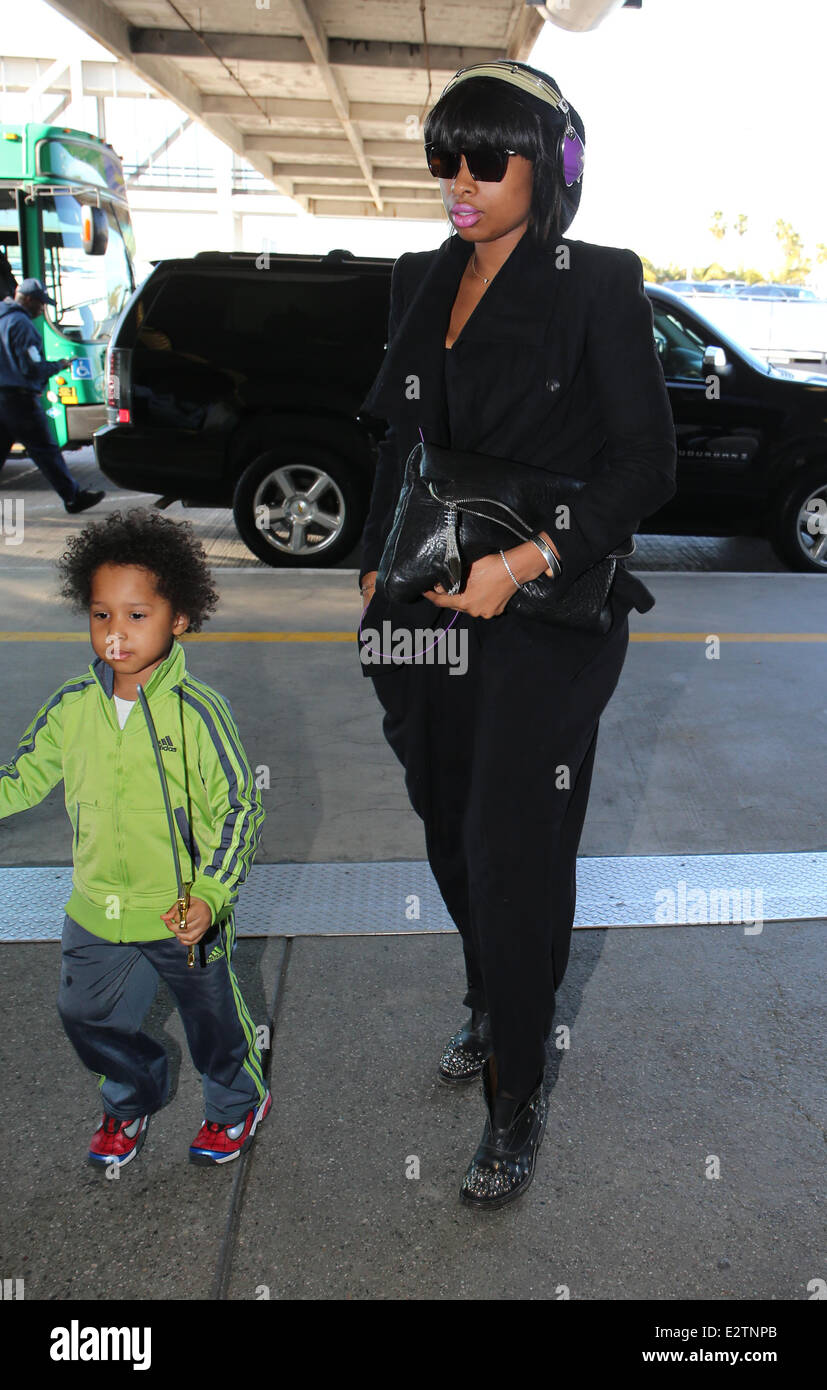 Jennifer Hudson arrives at LAX airport with her son David Daniel Otunga ...