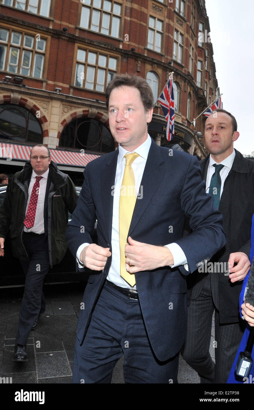 Deputy Prime Minister Nick Clegg arrives at LBC studios to participate ...