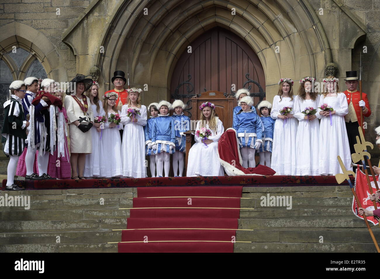 Peebles, UK. 21 June 2014 Peebles Beltane "Red Letter Day" Crowning ...