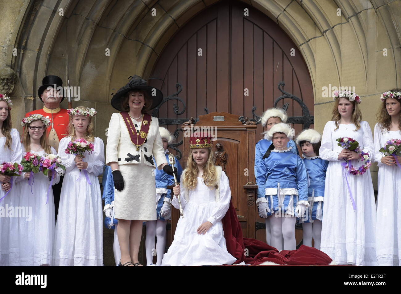 Peebles, UK. 21 June 2014 Peebles Beltane "Red Letter Day" Crowning of ...