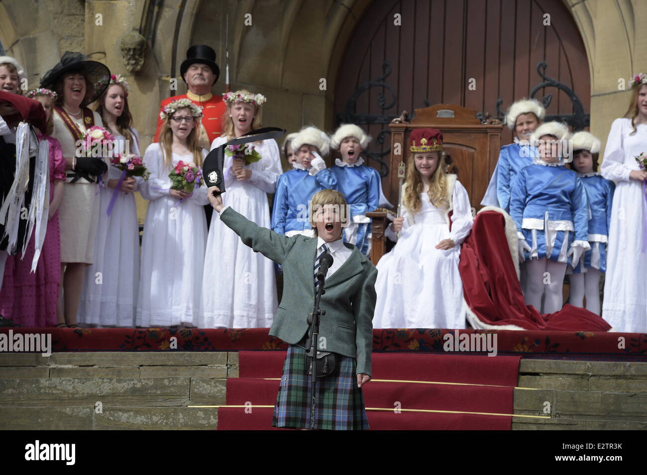 Peebles, UK. 21 June 2014 Peebles Beltane "Red Letter Day" Queen's ...