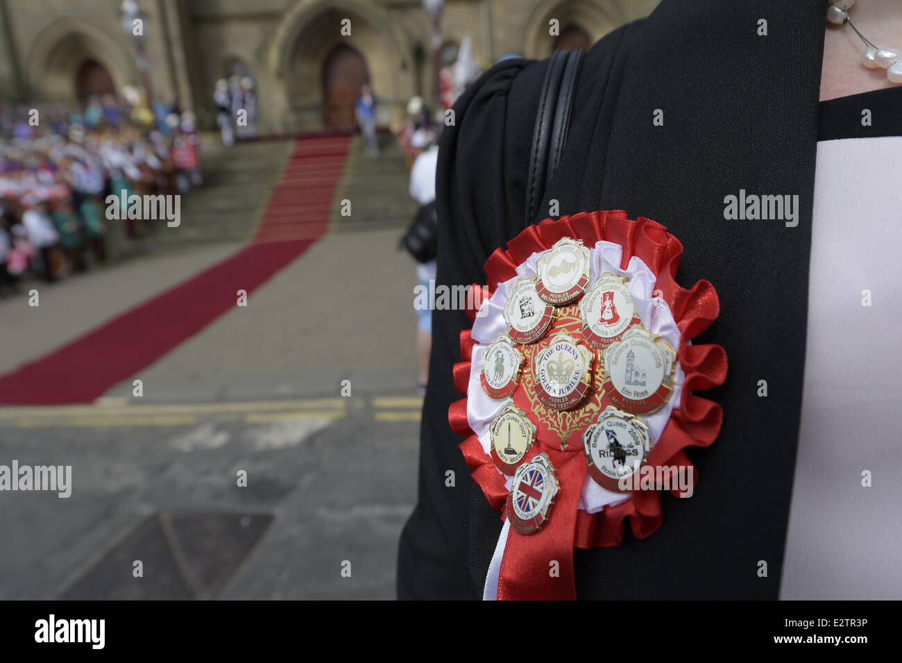 Peebles, UK. 21 June 2014 Peebles Beltane "Red Letter Day" proclamation ...