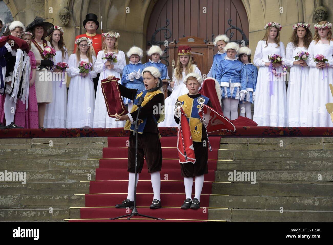 Peebles, UK. 21 June 2014 Peebles Beltane "Red Letter Day" proclamation ...