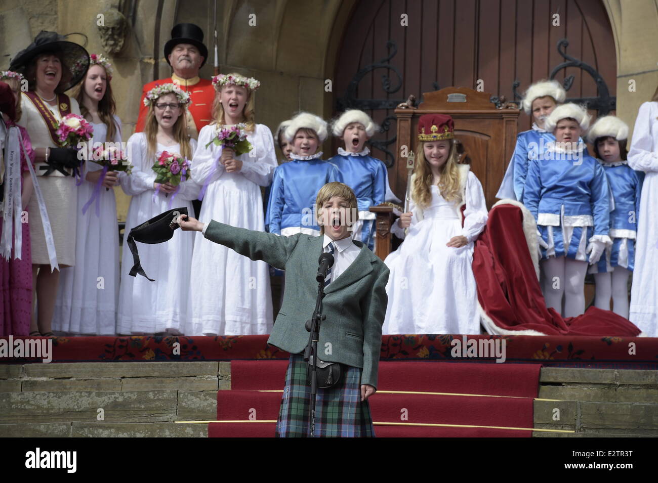Peebles, UK. 21 June 2014 Peebles Beltane "Red Letter Day" Queen's ...