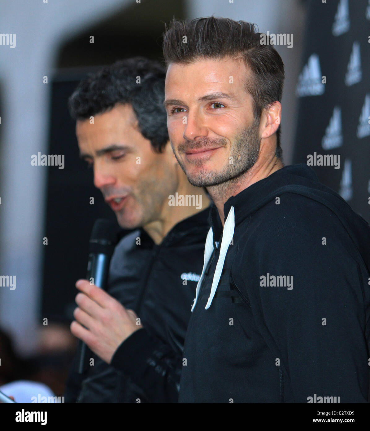 David Beckham at an autograph session at the adidas store on Champs ...