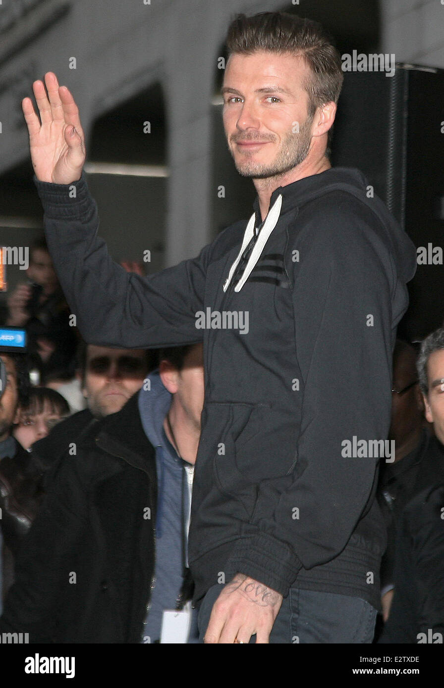 David Beckham at an autograph session at the adidas store on Champs ...