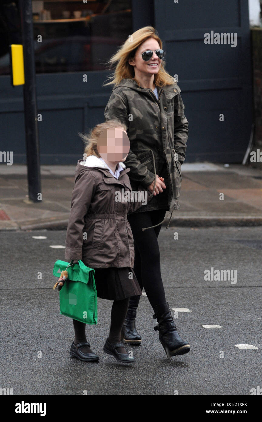 Geri Halliwell walks her daughter Bluebell to school Featuring: Geri ...