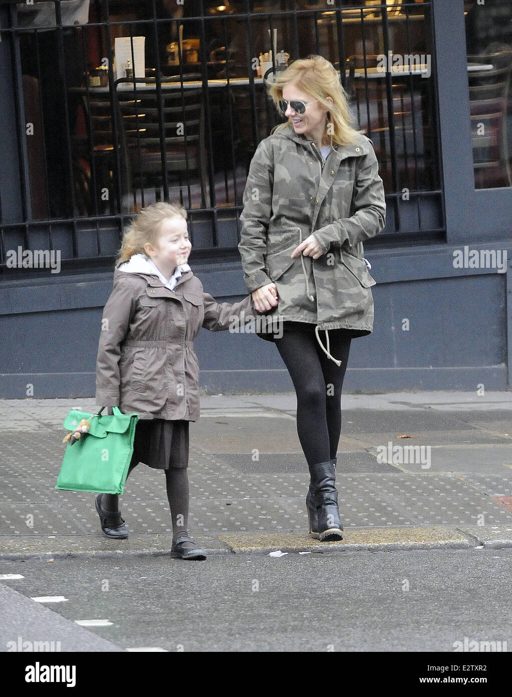Geri Halliwell walking her daughter Bluebell to school Featuring: Geri ...