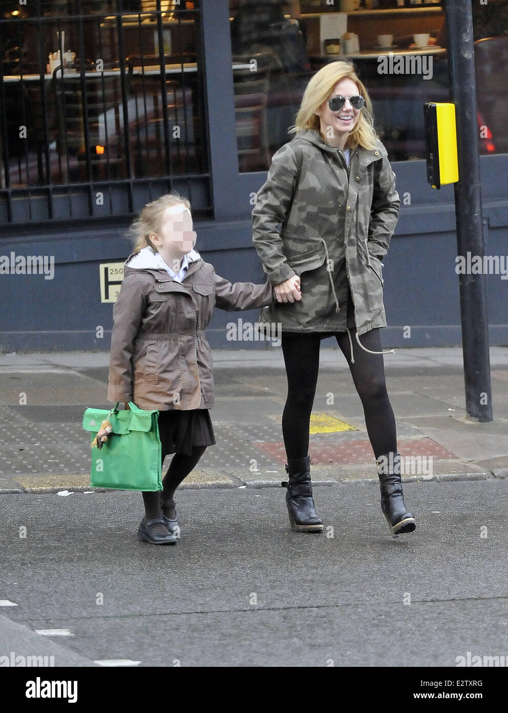 Geri Halliwell walking her daughter Bluebell to school Featuring: Geri ...