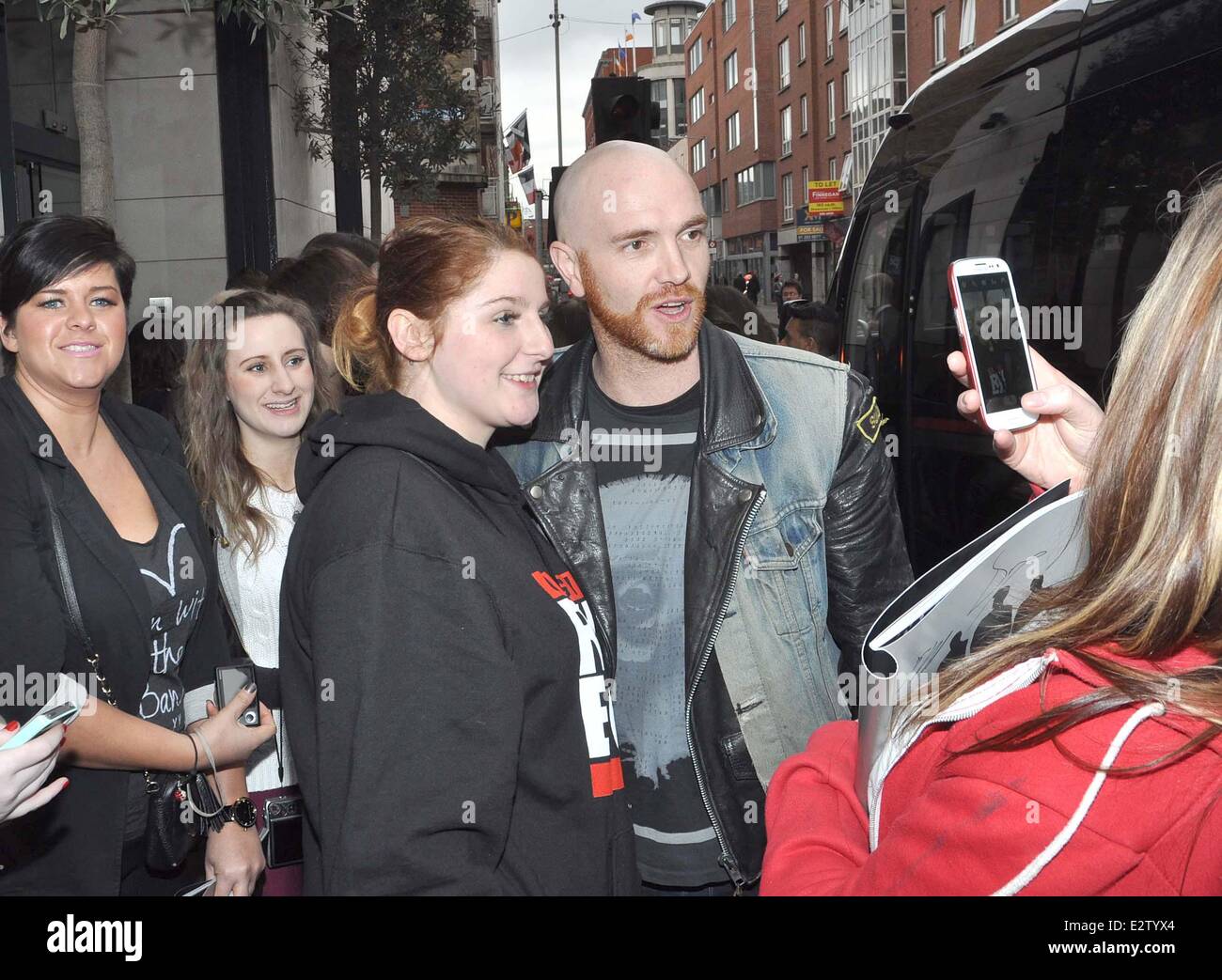 Irish rock band The Script meet with fans outside their hotel Featuring ...