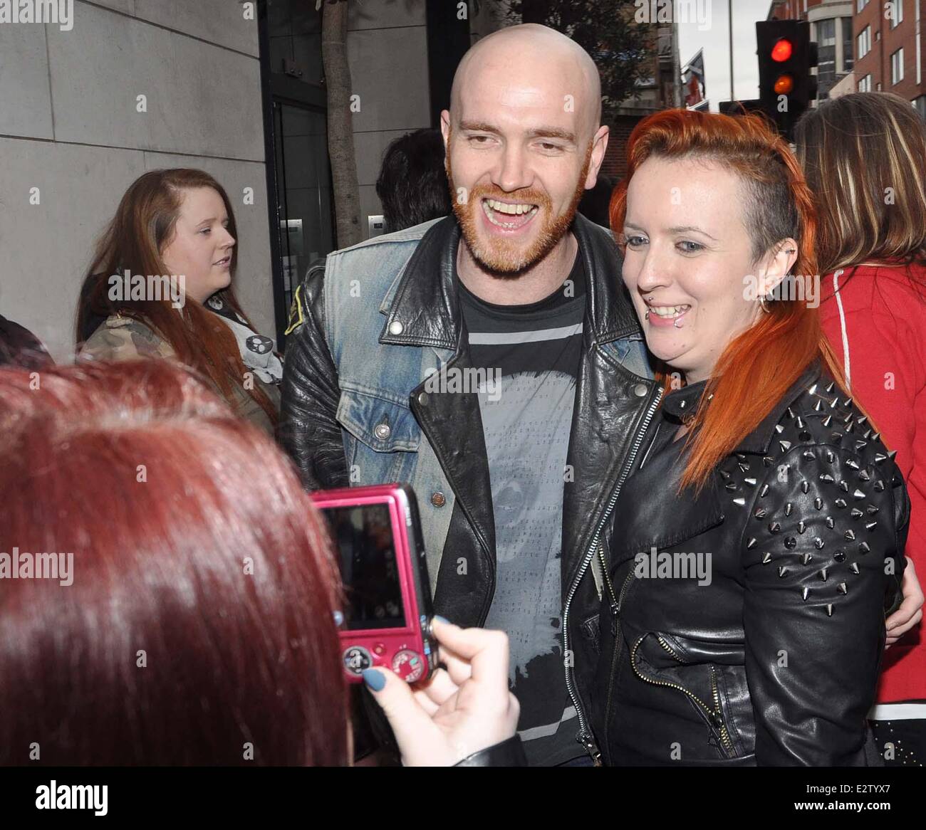 Irish rock band The Script meet with fans outside their hotel Featuring ...