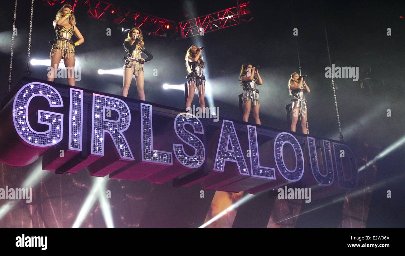 Girls Aloud performing live in concert on their '10' tour at the O2 ...