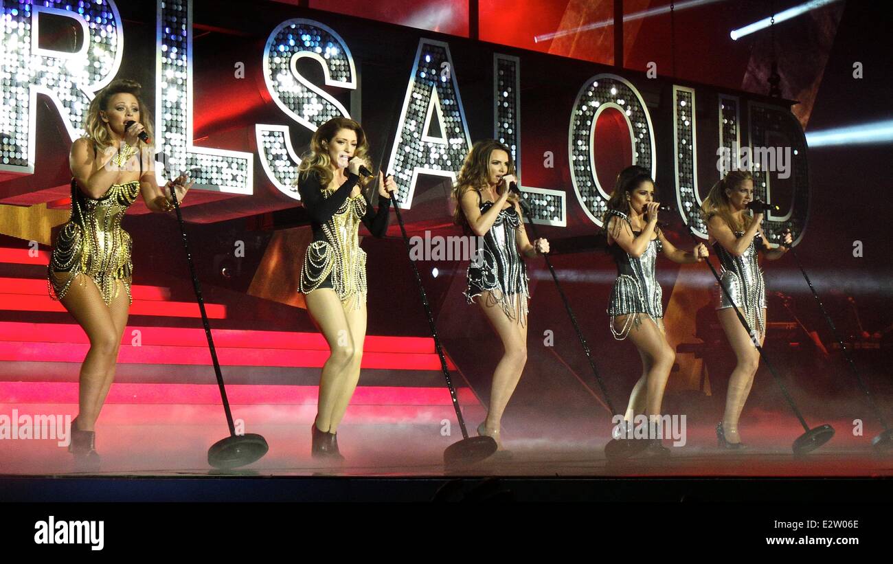 Girls Aloud performing live in concert on their '10' tour at the O2 ...