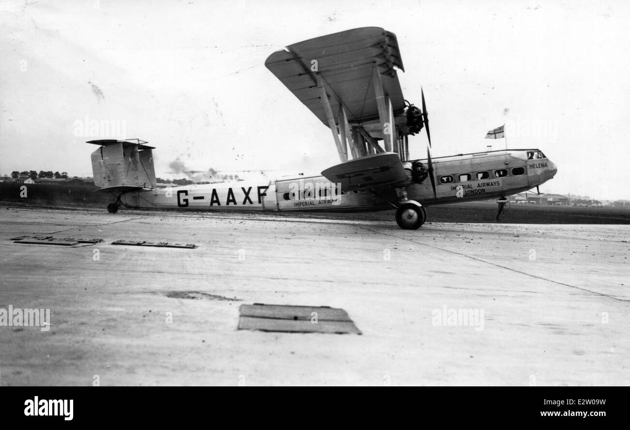 This 1932 photograph features the Handley Page H.P.42, a British four ...