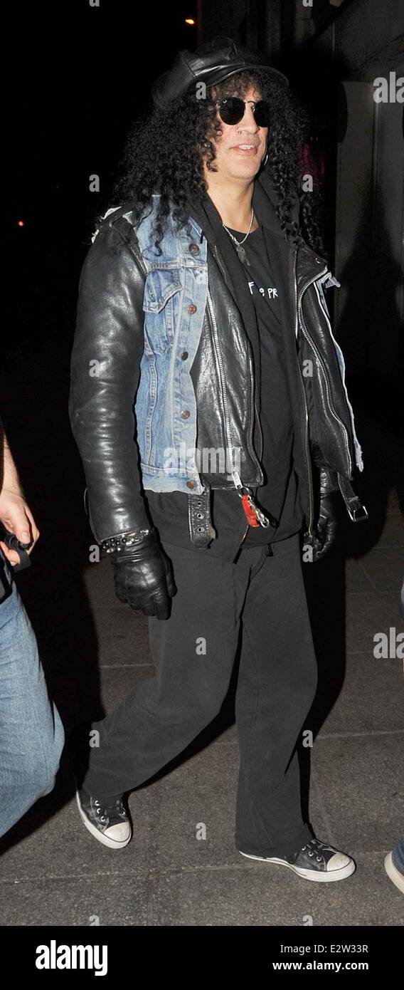 Slash arriving at Lillie's Bordello nightclub after his performance at ...