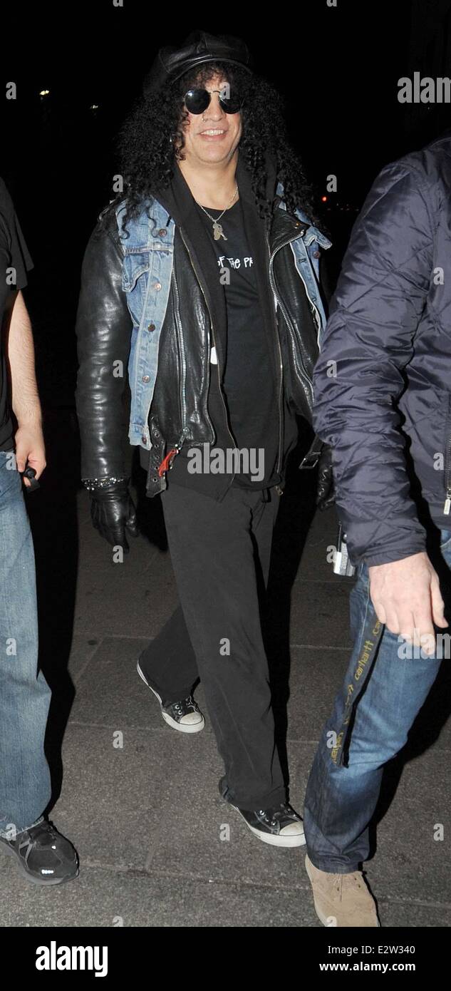 Slash arriving at Lillie's Bordello nightclub after his performance at ...